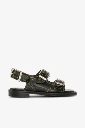 GANNI Embroidered Western Sandals