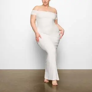 SKIMS Soft Lounge Off The Shoulder Dress Marble