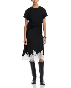 3.1 Phillip Lim Draped Combo T-shirt Dress - Black/white