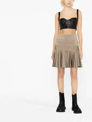 Balmain Pleated Knit Miniskirt