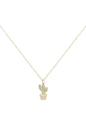 SYDNEY EVAN 14kt Yellow Diamond Cactus Charm Necklace - Gold