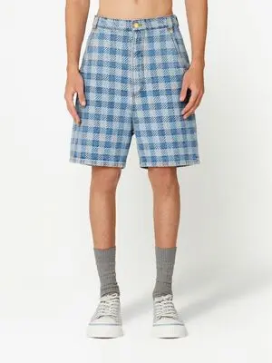 Ami Checkered Denim Shorts