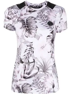 PLEIN SPORT Logo-plaque Floral Top