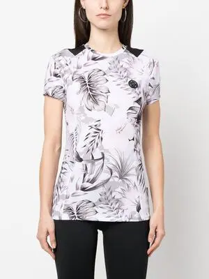 PLEIN SPORT Logo-plaque Floral Top