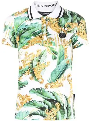 PLEIN SPORT Floral-print Polo Shirt - Green