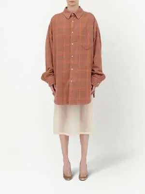 MAISON MARGIELA Checked Cotton Shirt - Orange