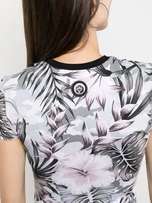 PLEIN SPORT Tiger-print Floral T-shirt - White