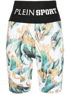 PLEIN SPORT Logo Waistband Cycling Shorts - White