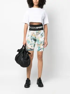 PLEIN SPORT Logo Waistband Cycling Shorts - White