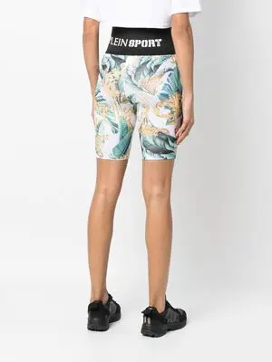 PLEIN SPORT Logo Waistband Cycling Shorts - White