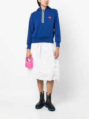 Play Comme Des Garcon Heart-patch Drawstring Hoodie - Blue