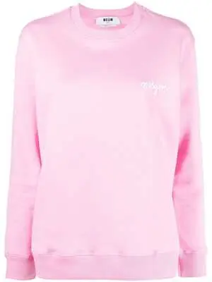 MSGM Embroidered-logo Cotton Sweatshirt - Pink