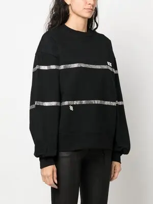 Gcds Crystal-embellished Striped Sweatshirt - Black