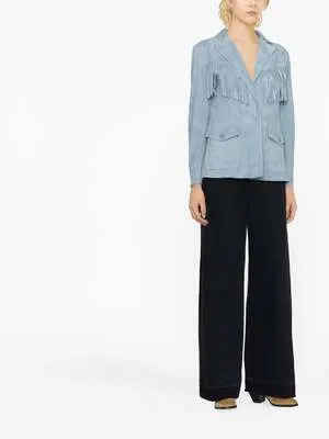 Maje Fringed Suede Single-breasted Jacket