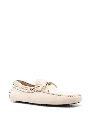 TOD'S Bow-detail Leather Loafers - Neutrals