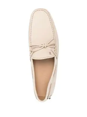TOD'S Bow-detail Leather Loafers - Neutrals