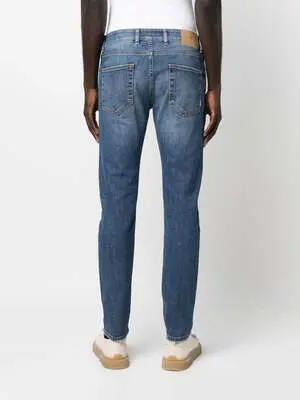 PT TORINO Straight Leg Jeans With Logo Patch - Blue