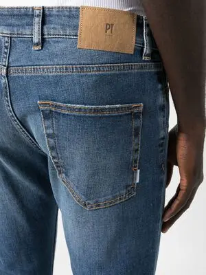 PT TORINO Straight Leg Jeans With Logo Patch - Blue
