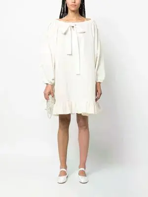 PATOU Tie-neck Mini Dress - Neutrals