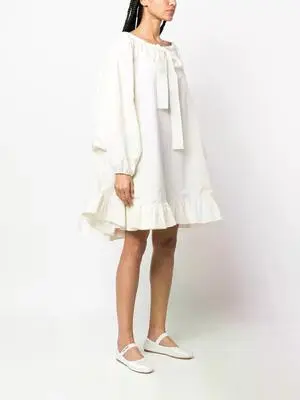PATOU Tie-neck Mini Dress - Neutrals