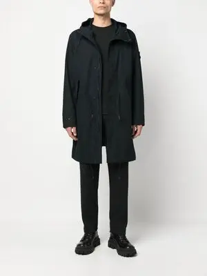 Stone Island Compass-patch Long-sleeved Coat - Black