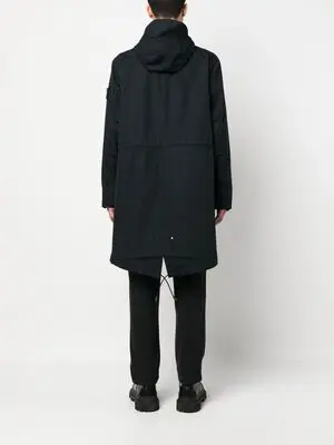 Stone Island Compass-patch Long-sleeved Coat - Black