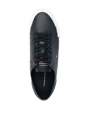 Tommy Hilfiger Logo-embroidered Low-top Leather Sneakers - Blue