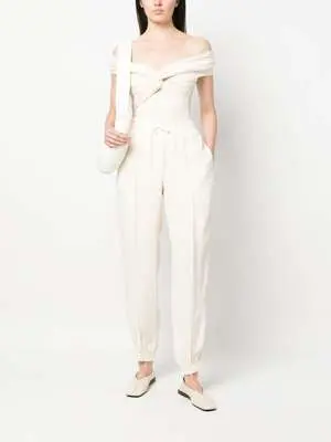 JIL SANDER Drawstring Tapered Trousers - Neutrals