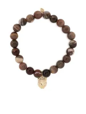 SYDNEY EVAN 14kt Yellow Gold Beaded Bracelet - Brown