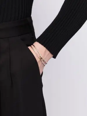 MAOR 18kt Yellow Gold And Sterling Unity Curb 3mm Bangle