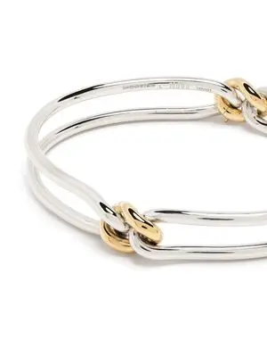 MAOR 18kt Yellow Gold And Sterling Unity Curb 3mm Bangle
