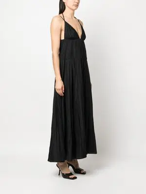 JOSEPH Ruched Silk Long Dress - Black