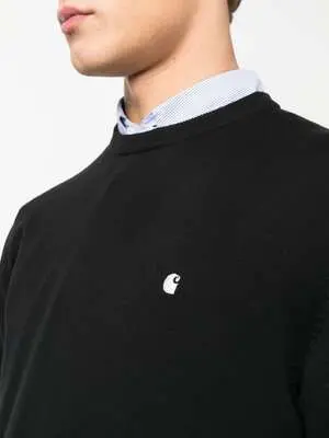 Carhartt Work In Progress Logo-embroidered Crew Neck Jumper - Black