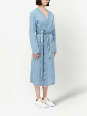 MAISON MARGIELA Collarless Wrap Trench Coat - Blue