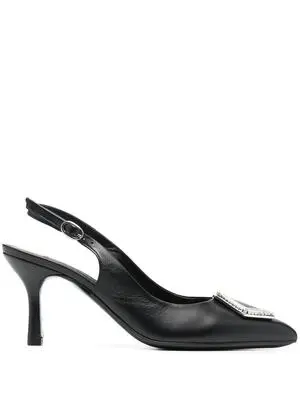 Philipp Plein Hexagonal-detail Leather Slingbacks