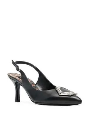 Philipp Plein Hexagonal-detail Leather Slingbacks