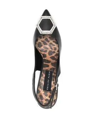 Philipp Plein Hexagonal-detail Leather Slingbacks