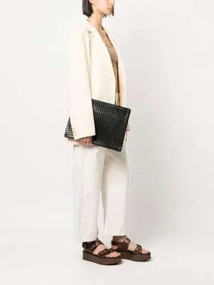 Dragon Diffusion Woven Leather Clutch Bag - Black