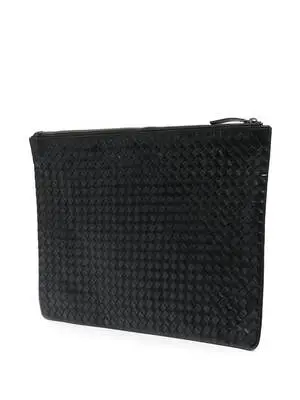 Dragon Diffusion Woven Leather Clutch Bag - Black
