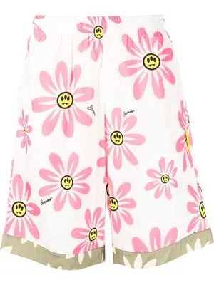 BARROW Floral Print Knee Length Shorts - White