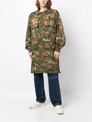 MOSTLY HEARD RARELY SEEN Camouflage Long Coat With Backpack