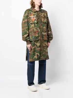 MOSTLY HEARD RARELY SEEN Camouflage Long Coat With Backpack