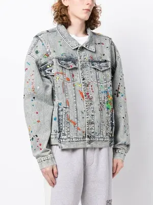 MOSTLY HEARD RARELY SEEN Paint-embroidered Denim Jacket - Blue