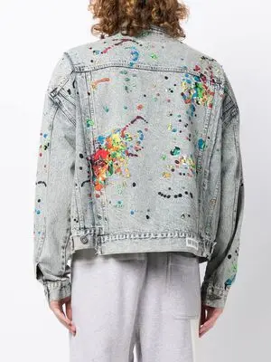 MOSTLY HEARD RARELY SEEN Paint-embroidered Denim Jacket - Blue