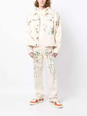 MOSTLY HEARD RARELY SEEN Paint-embroidered Denim Jacket - Neutrals