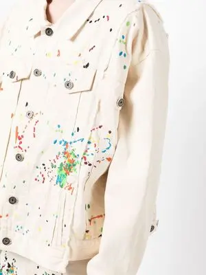 MOSTLY HEARD RARELY SEEN Paint-embroidered Denim Jacket - Neutrals
