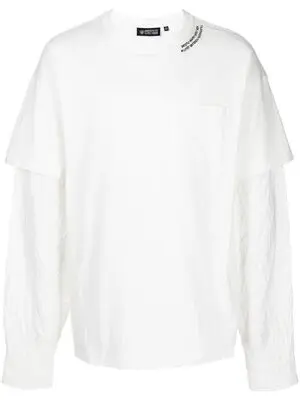 MOSTLY HEARD RARELY SEEN Crinkle Woven Long-sleeve T-shirt - White