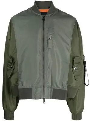 MOSTLY HEARD RARELY SEEN Spliced Satin Bomber Jacket - Green