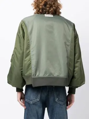 MOSTLY HEARD RARELY SEEN Spliced Satin Bomber Jacket - Green