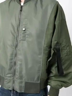 MOSTLY HEARD RARELY SEEN Spliced Satin Bomber Jacket - Green